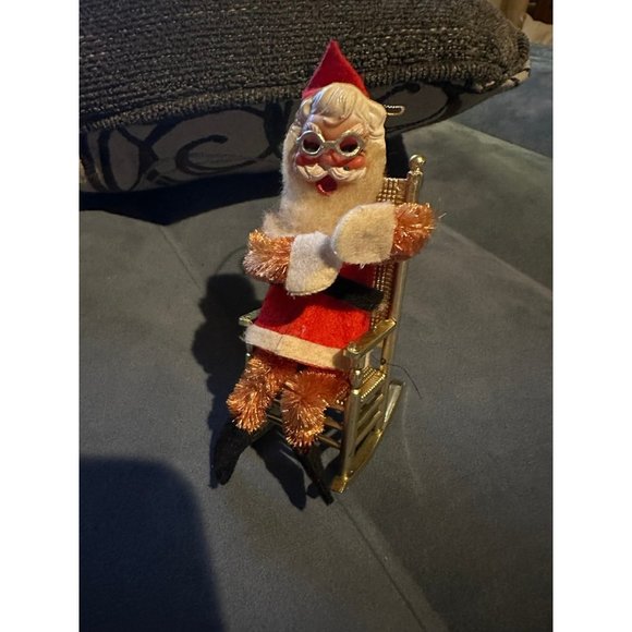 Holiday | Vintage Christmas Santa Claus Elf Rocking Chair Ornament ...